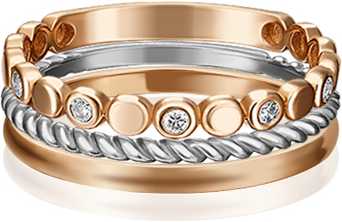 Кольцо наборное из золота р. 19,5 PLATINA jewelry 13-0002-00-401-1111-48, фианит