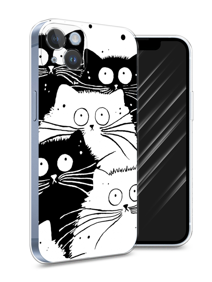 Чехол Awog на Apple iPhone 14 Plus / Айфон 14 Плюс "Коты черно-белые"