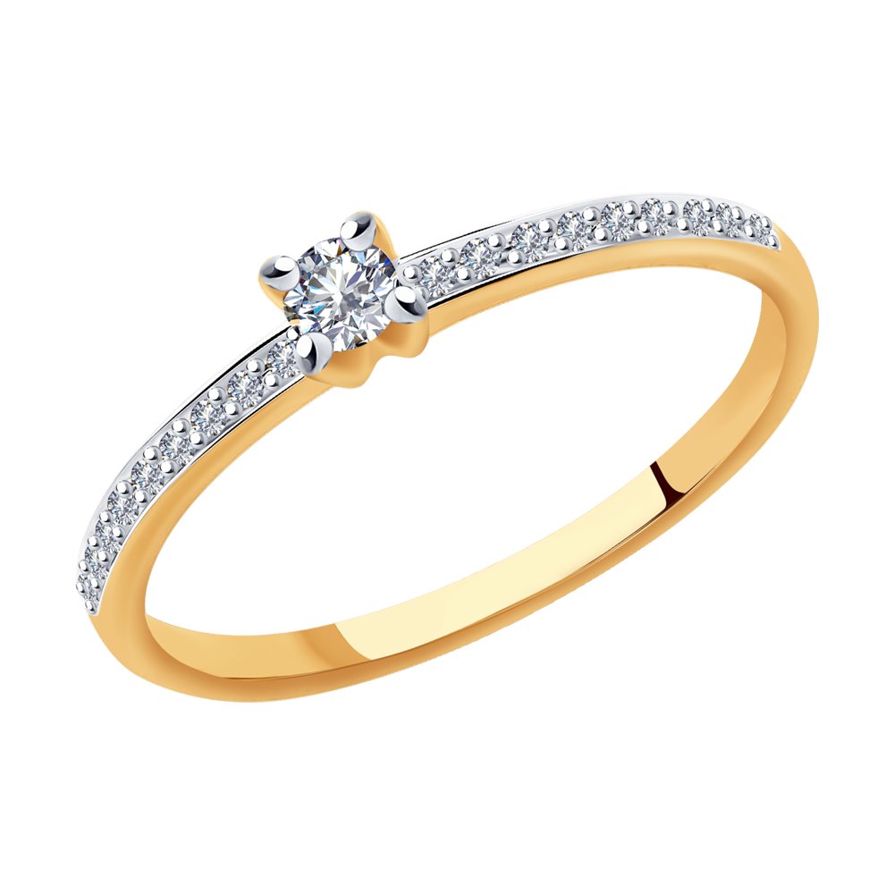 Кольцо помолвочное из желтого золота р. 17,5 SOKOLOV Diamonds 1011914, бриллиант
