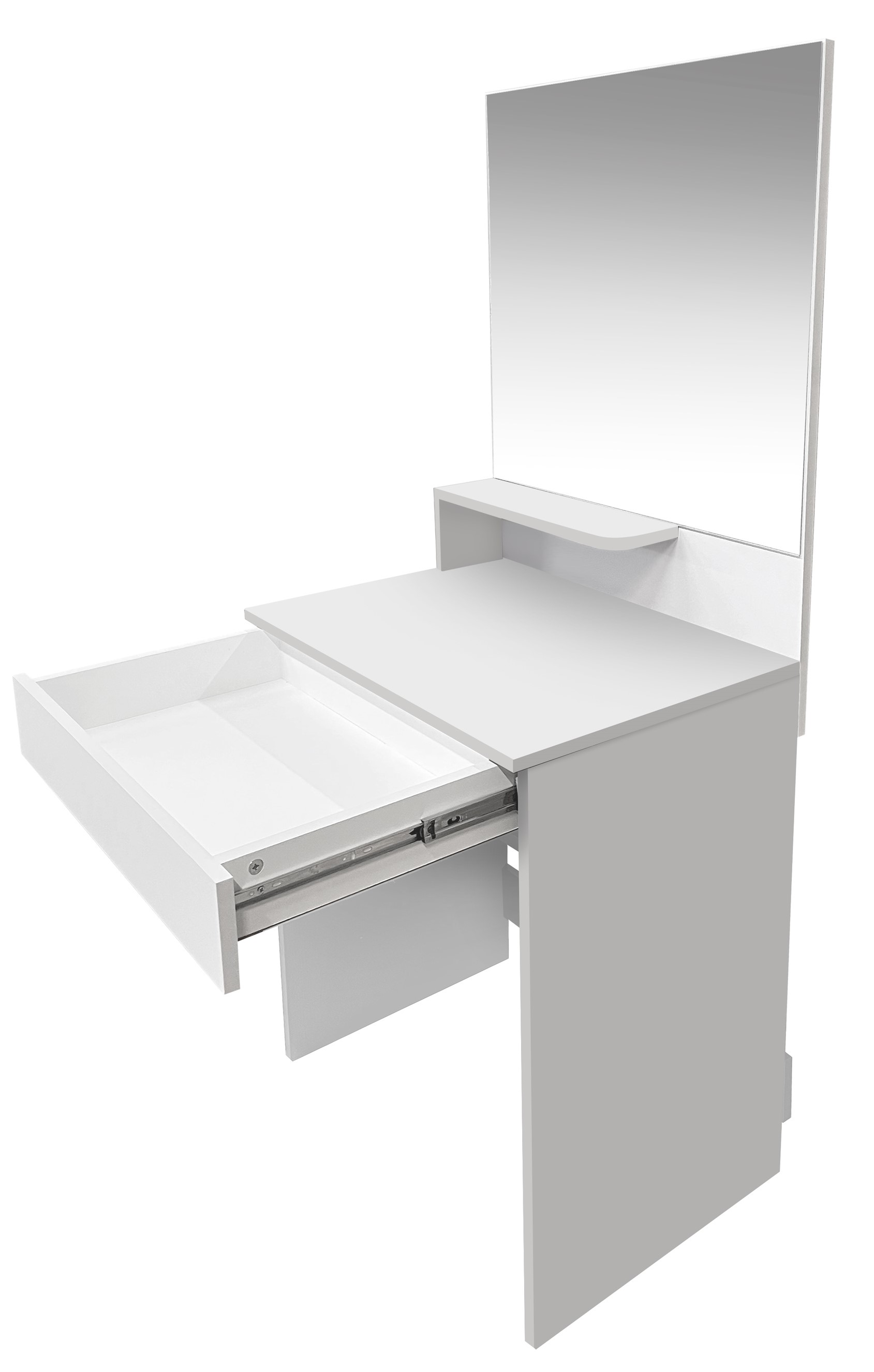 Туалетный столик с зеркалом и ящиком Нева № 5, 60 см, белый матовый