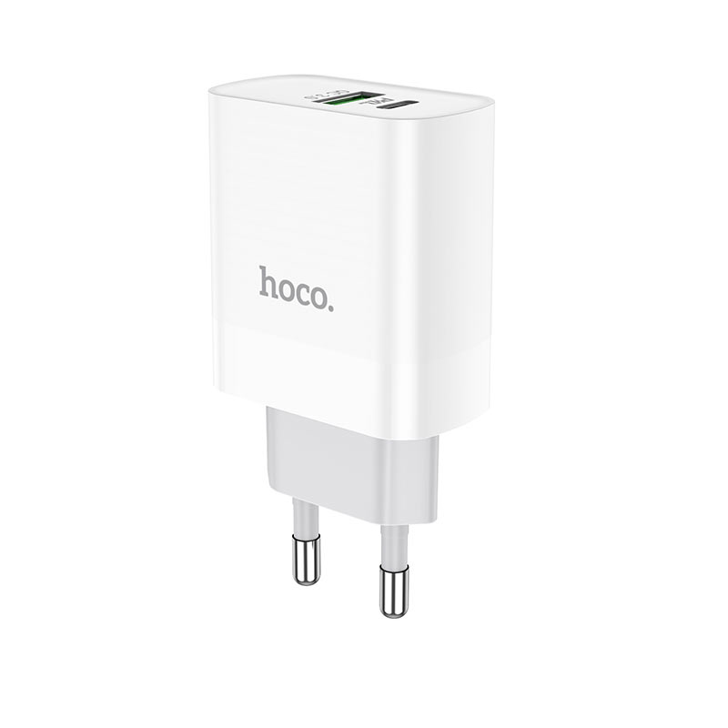 Сетевое зарядное устройство Hoco C80A, 1xUSB; 1xUSB Type-C, 3,1 A, white