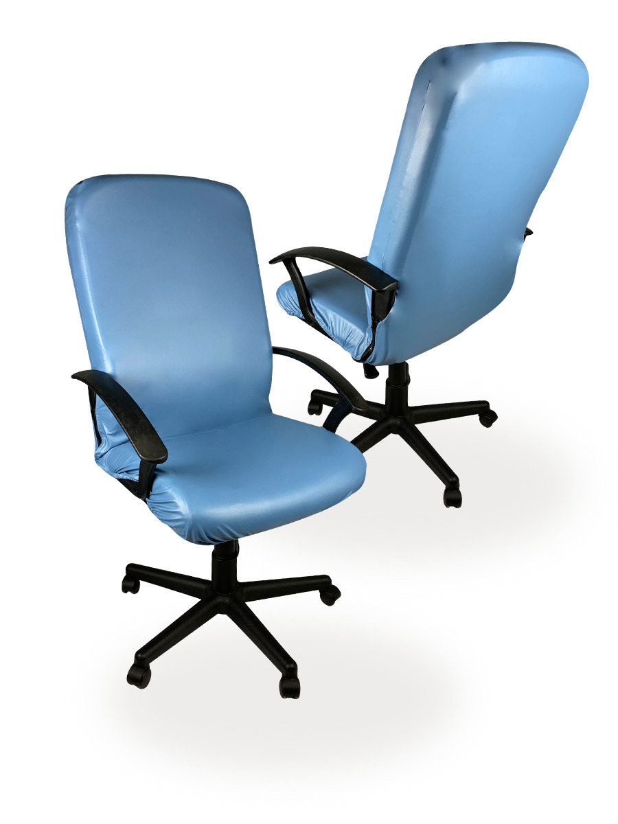 Чехол на мебель для компьютерного кресла ГЕЛЕОС 516Л, размер L, под кожу, голубой