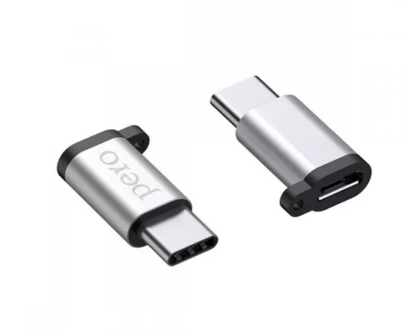 Переходник Pero AD01 TYPE-C TO MICRO USB, серебристый(PRAD01TMSR)