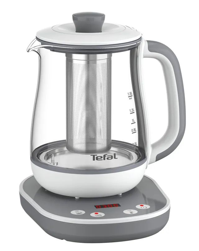 Чайник электрический TEFAL BJ551B10, стекло, 1.5 л, 1430 Вт, регулировка t°, белый