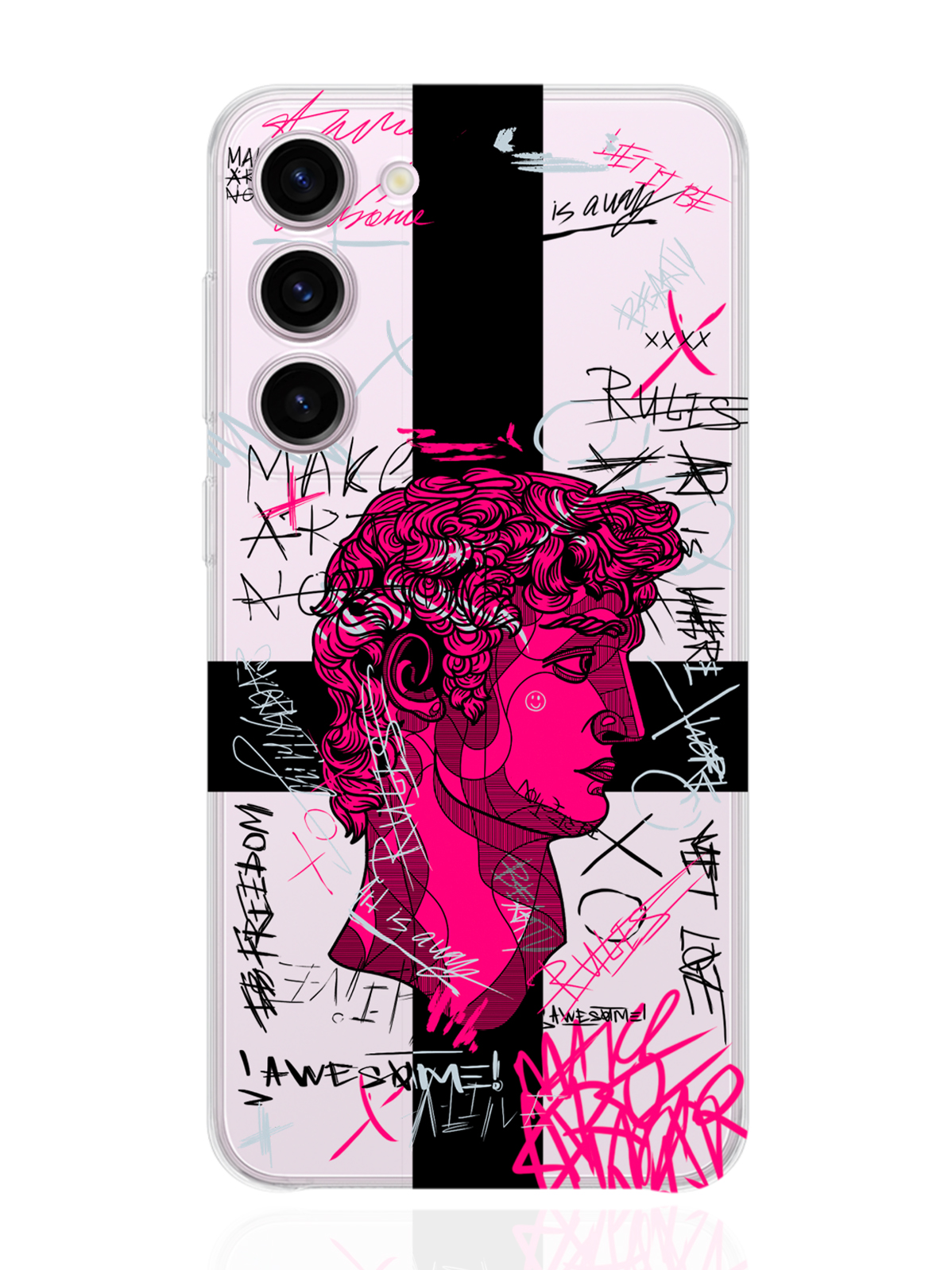 Чехол MustHaveCase для Samsung Galaxy S23+ Голова Давида граффити прозрачный