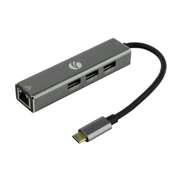 Разветвитель для компьютера VCOM Aluminum Shell USB 3.1 Type-Cm to RJ-45+3port USB3.0(f)