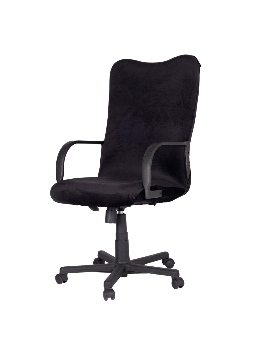Чехол LuxAlto для офисного кресла с подлокотниками Velvet, размер М, черный (11701)