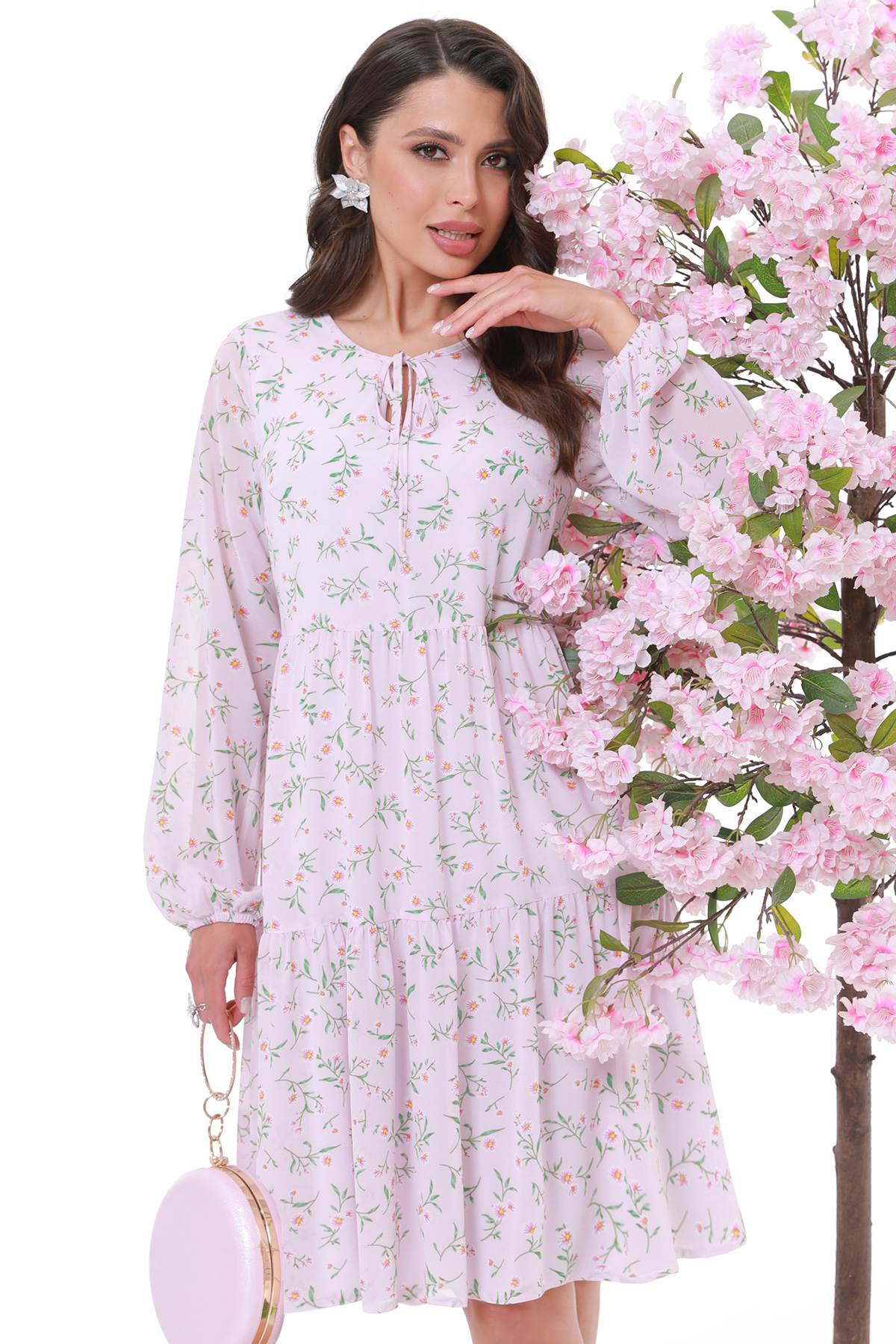 Платье женское DSTrend Воздушный образ розовое 50 RU