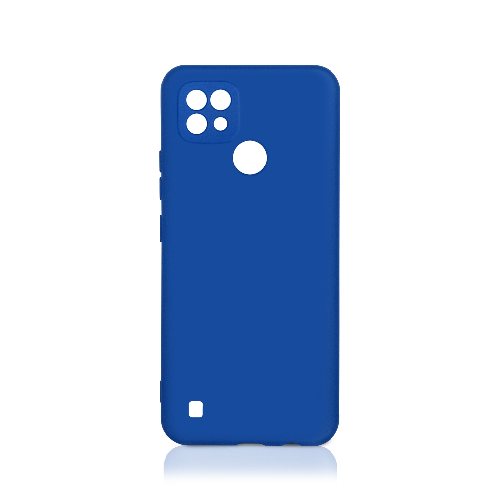 Чехол DF для Realme C21, синий силикон с микрофиброй