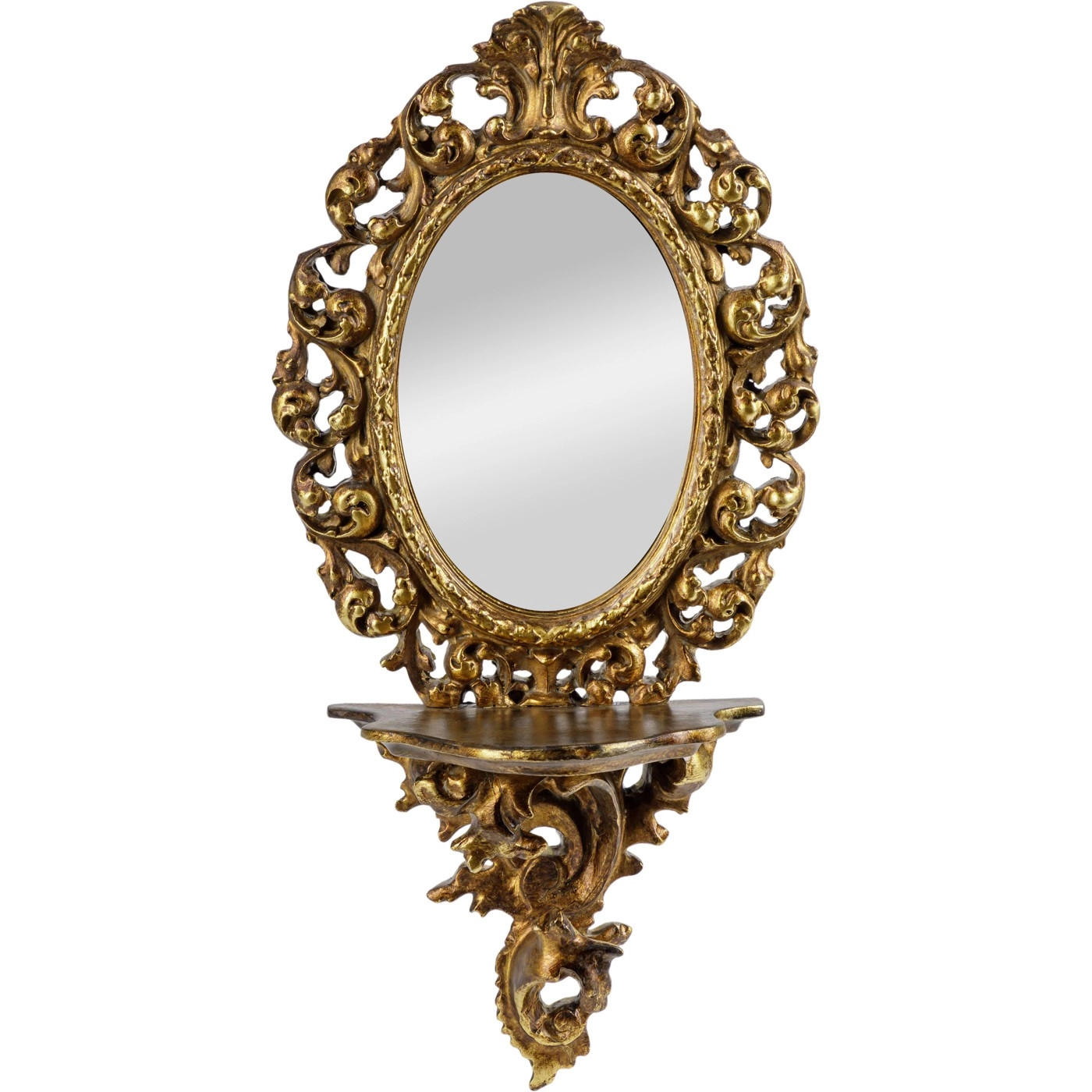 Зеркало интерьерное настенное Glasar с полкой бронза 18 х 35 см