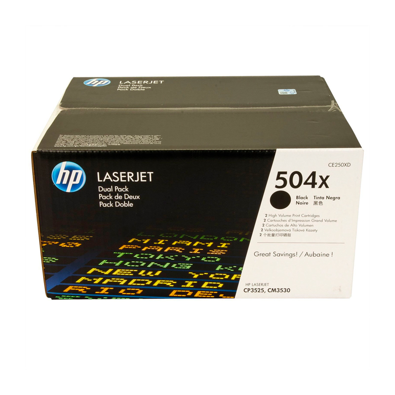 Картридж Cartridge HP 504X для CLJ CP3525/CM3530, двойная упаковка, черный (2*10 500 стр.)