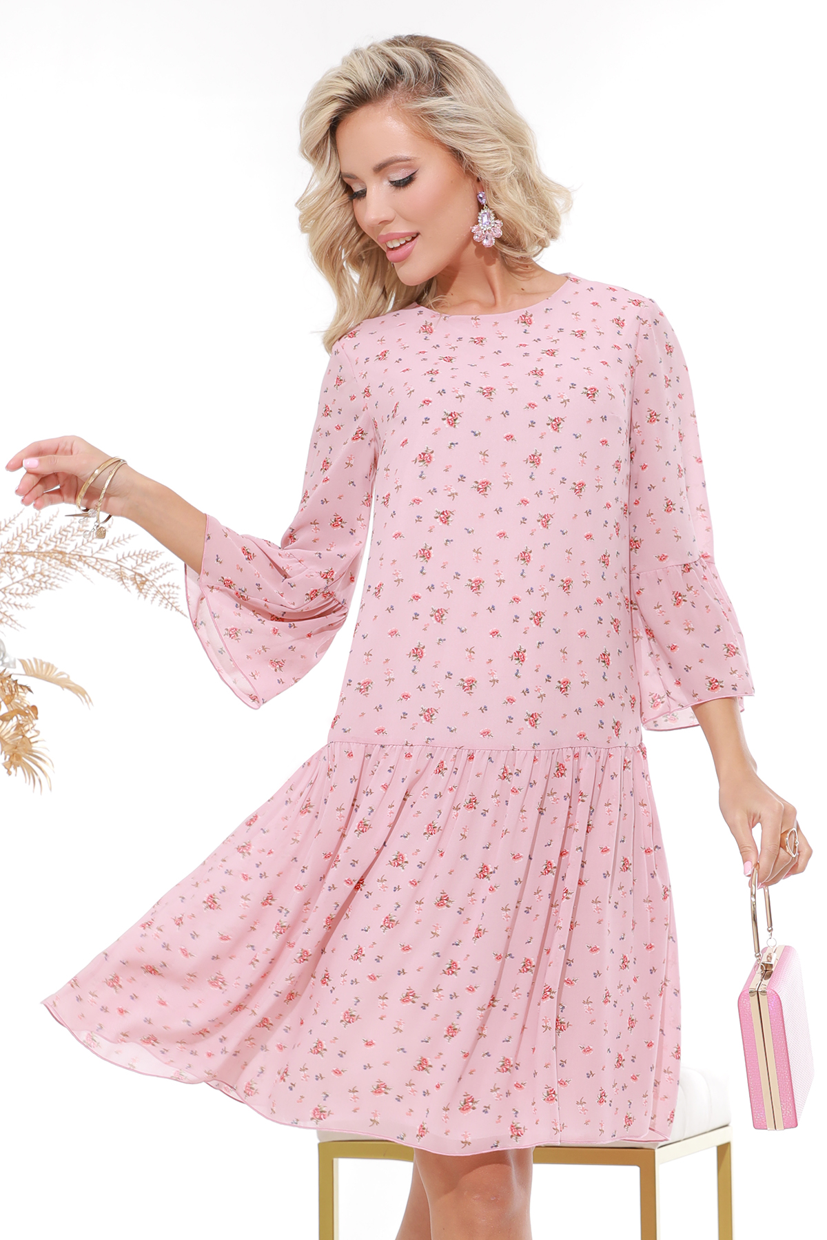 Платье женское DSTrend Прозрачные намерения розовое 48 RU