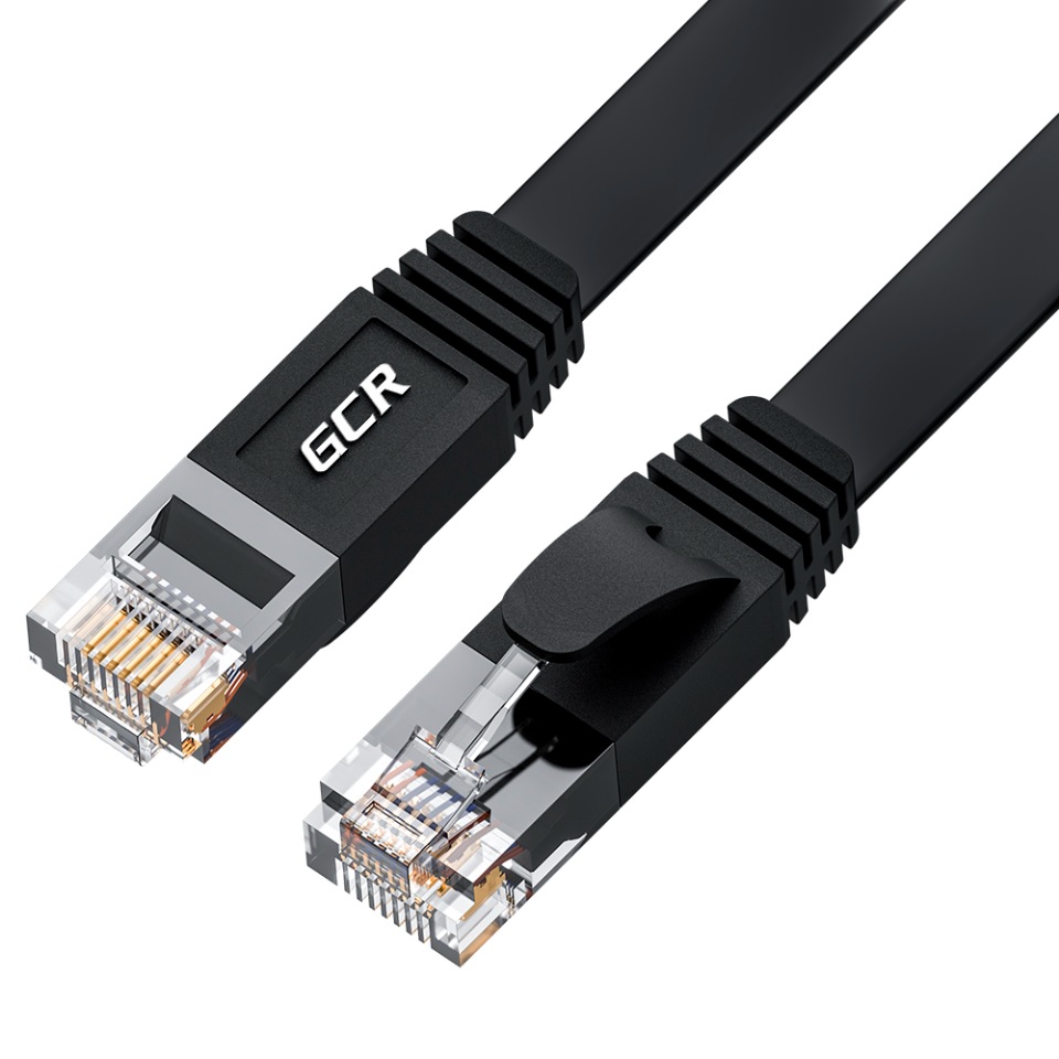 Патч-корд GCR GCR-LNC65 UTP кат 6 кабель для интернета плоский 7,5 метров