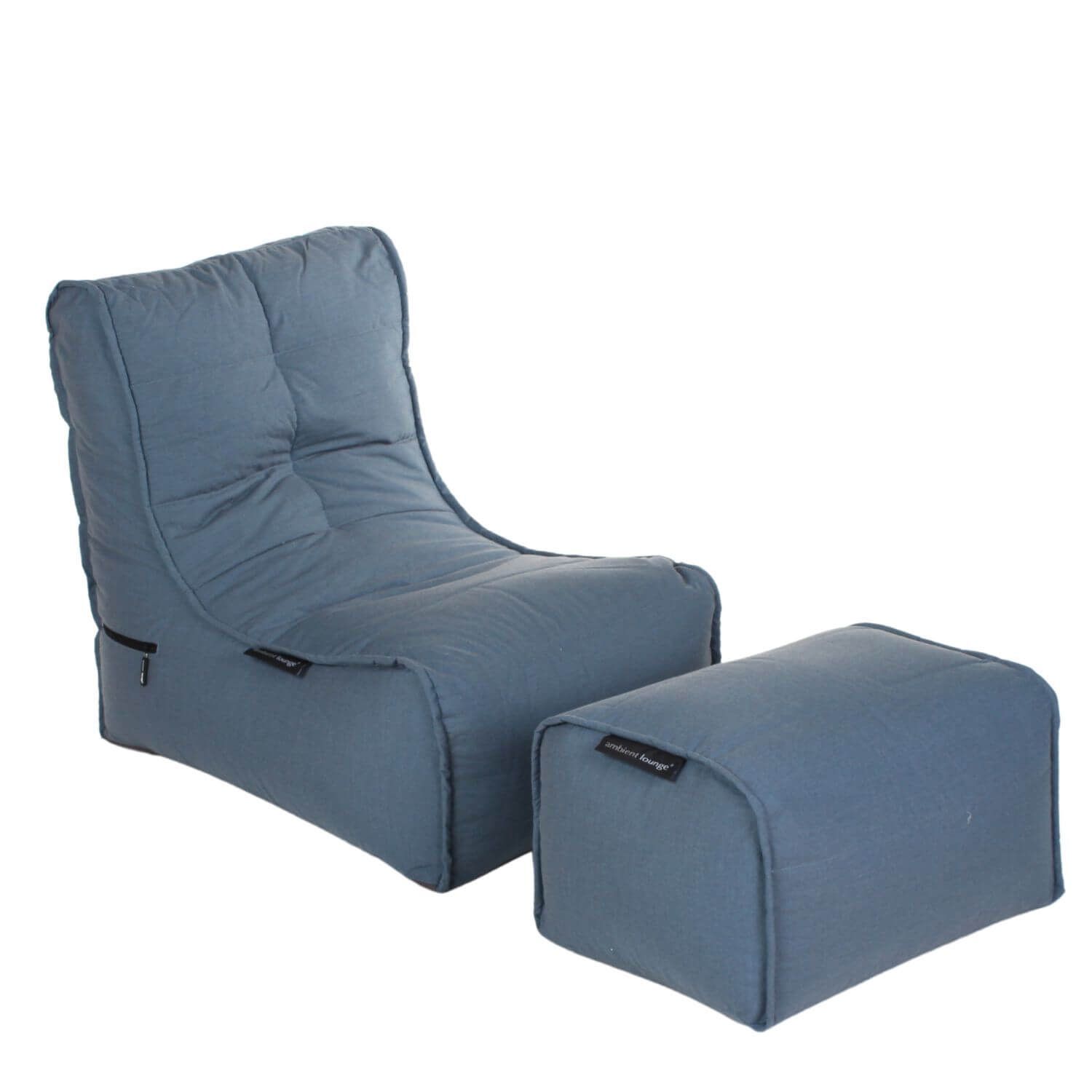 Садовое кресло с оттоманкой Evolution Chaise - Atlantic Denim (серо-голубой, олефин)
