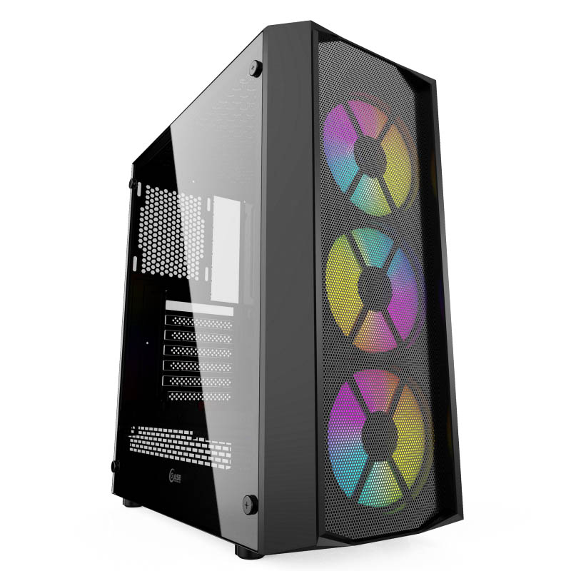 Корпус компьютерный Powercase Rhombus X3 Mesh LED (CMRMX-L3) Black