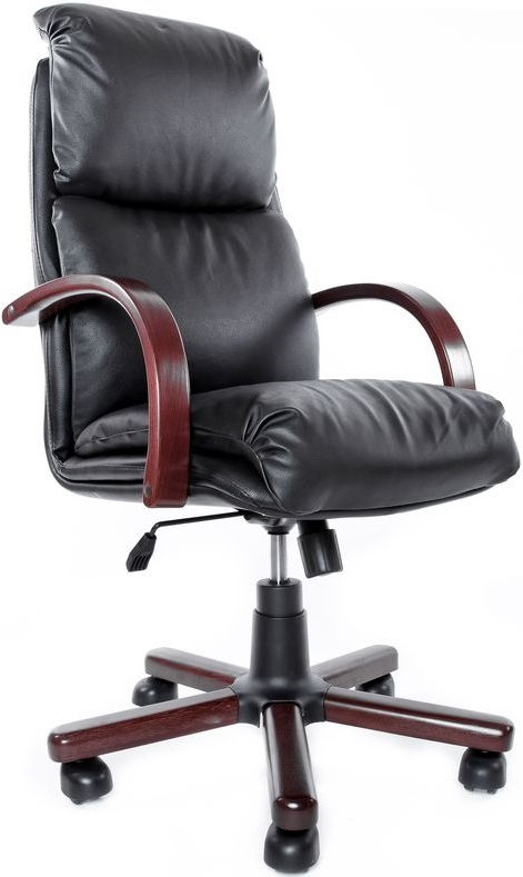 Кресло руководителя Евростиль Надир Экстра (орех), обивка экокожа, цвет черный