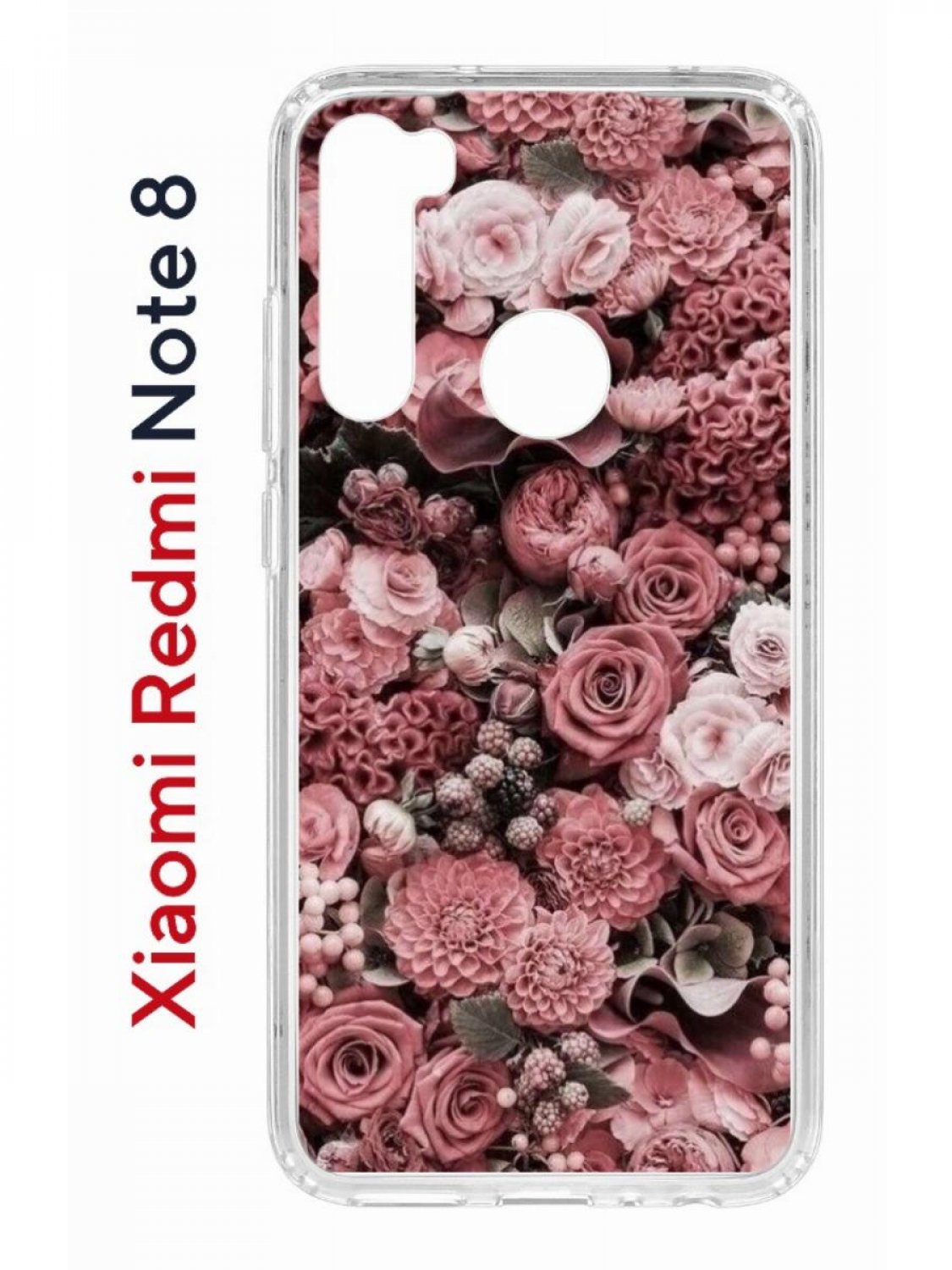Чехол на Xiaomi Redmi Note 8 Kruche Print цветы,противоударный бампер,с защитой камеры