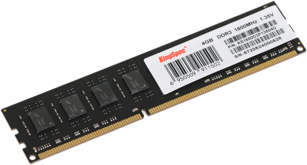 Оперативная память KingSpec KS1600D3P13504G (KS1600D3P13504G), DDR3L 1x4Gb, 1600MHz
