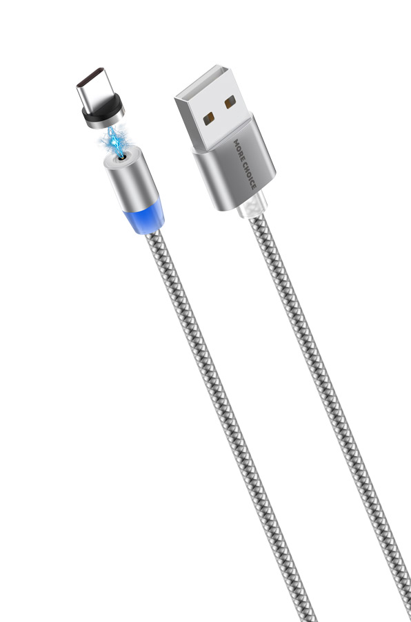 Дата-кабель More choice K61Sa Smart USB 3.0A для Type-C Magnetic нейлон 1м Dark Grey