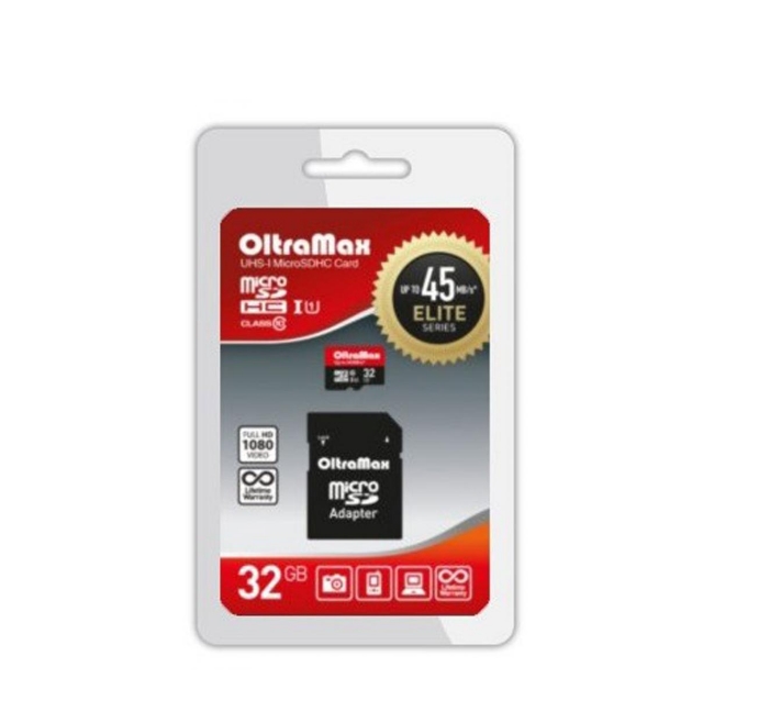 Карта памяти MicroSD OltraMax Elite UHS-I 32 Гб с адаптером класс 10
