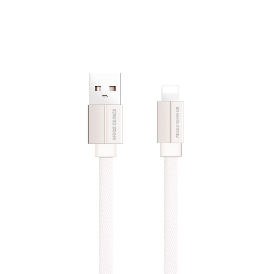 Дата-кабель More choice K20i USB 2.1A для Lightning 8-pin плоский нейлон 1м White