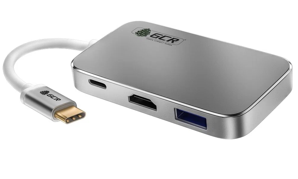 Разветвитель для компьютера GCR Переходник USB Type C на HDMI + USB 3.0 + TypeC