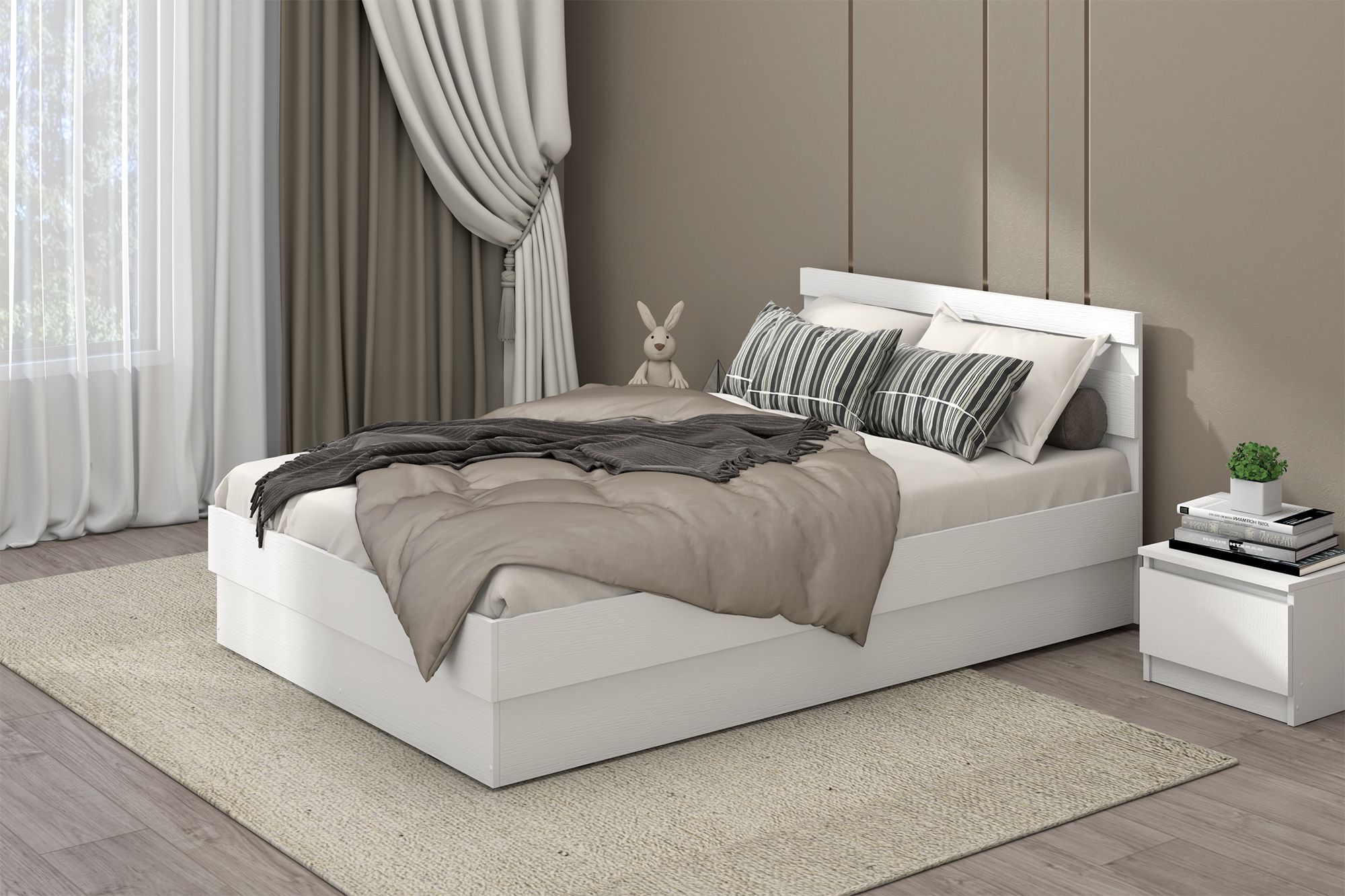 Кровать Хилтон NoBrand 1,2 Белый Текстурный