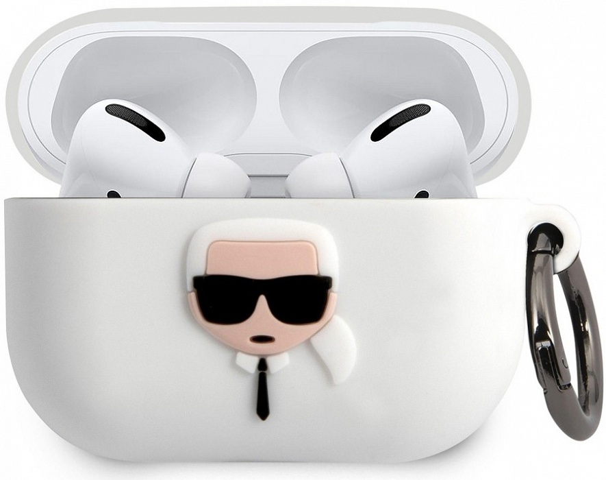 Чехол Karl Lagerfeld Silicone Case (KLACAPSILGLWH) для AirPods Pro White
