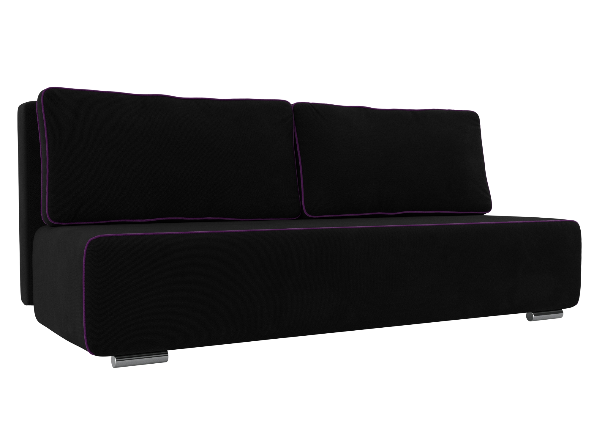 Прямой диван Уно микровельвет черный/фиолетовый