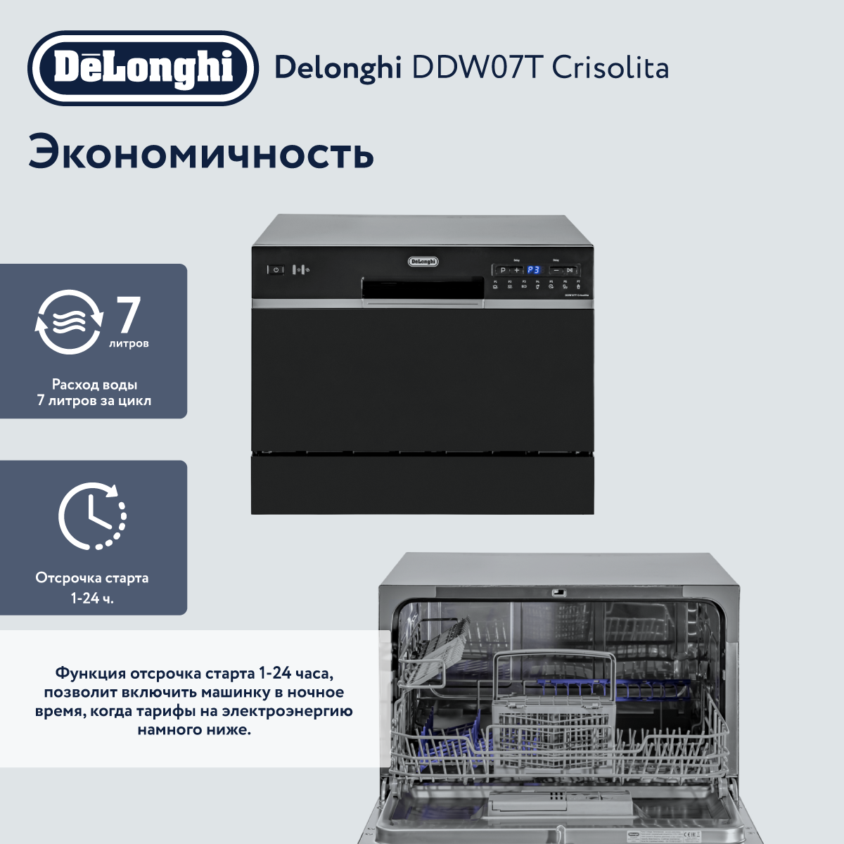 Посудомоечная машина Delonghi DDW07T Crisolita Black