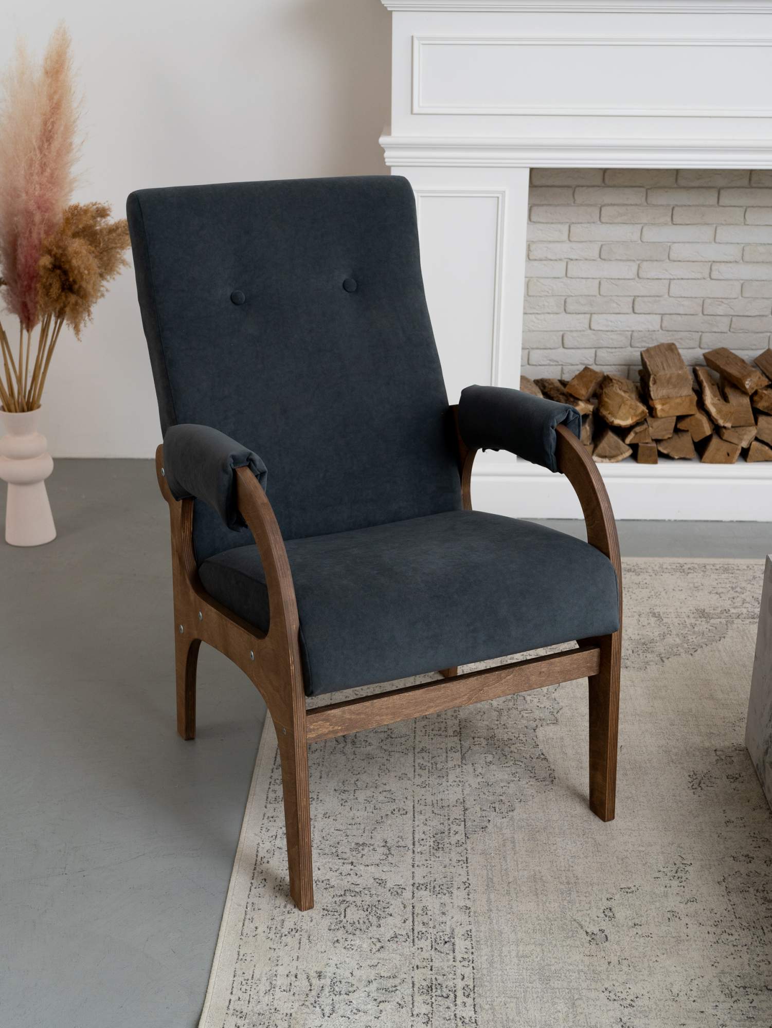Кресло ZASIDELIS ENJOY темно-серый, 55x78,5x96 см, коричневое масло
