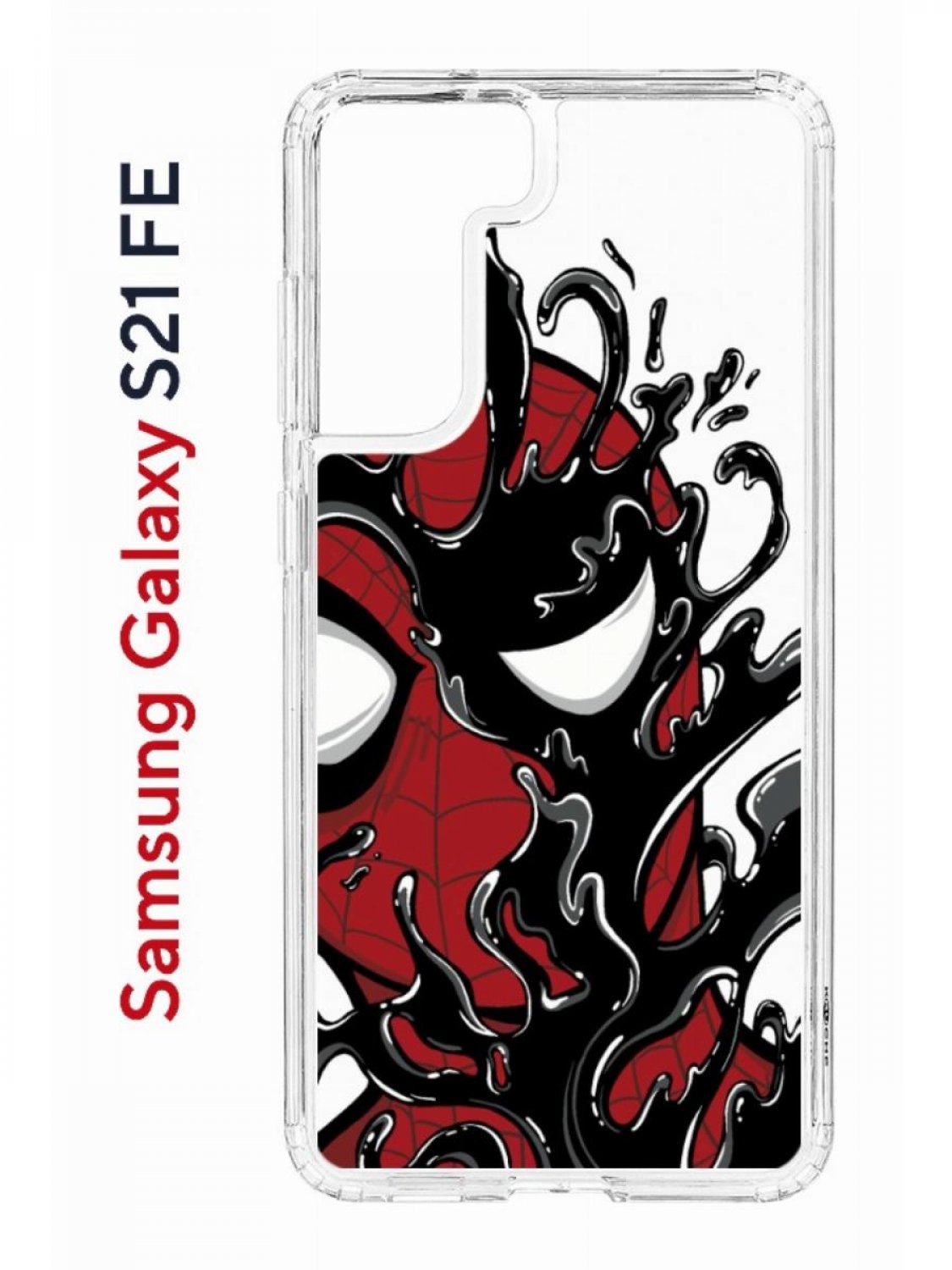 Чехол на Samsung S21 FE Kruche Print Spider-Man-Venom,противоударный бампер с принтом