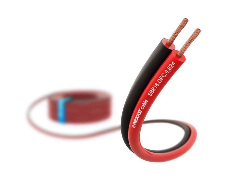 Акустический красно-черный спикерный кабель 2х0,824mm? PROCAST cable SBR 18.OFC.0,824 3 м