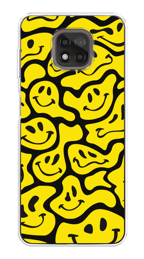 Чехол на Motorola Moto G Power 2021 "Расплывчатые смайлики желтые"