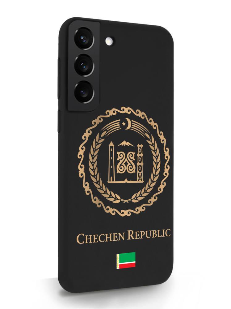 Чехол SignumCase для Samsung Galaxy S22 Золотой Герб Чечни черный