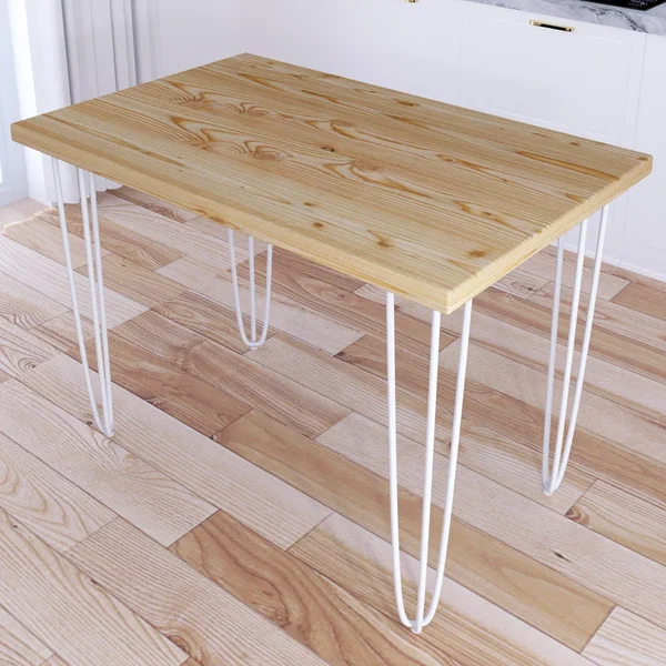 Стол кухонный Solarius Loft металл-дерево 70x60х75 без шлифовки и покрытия, белые ножки