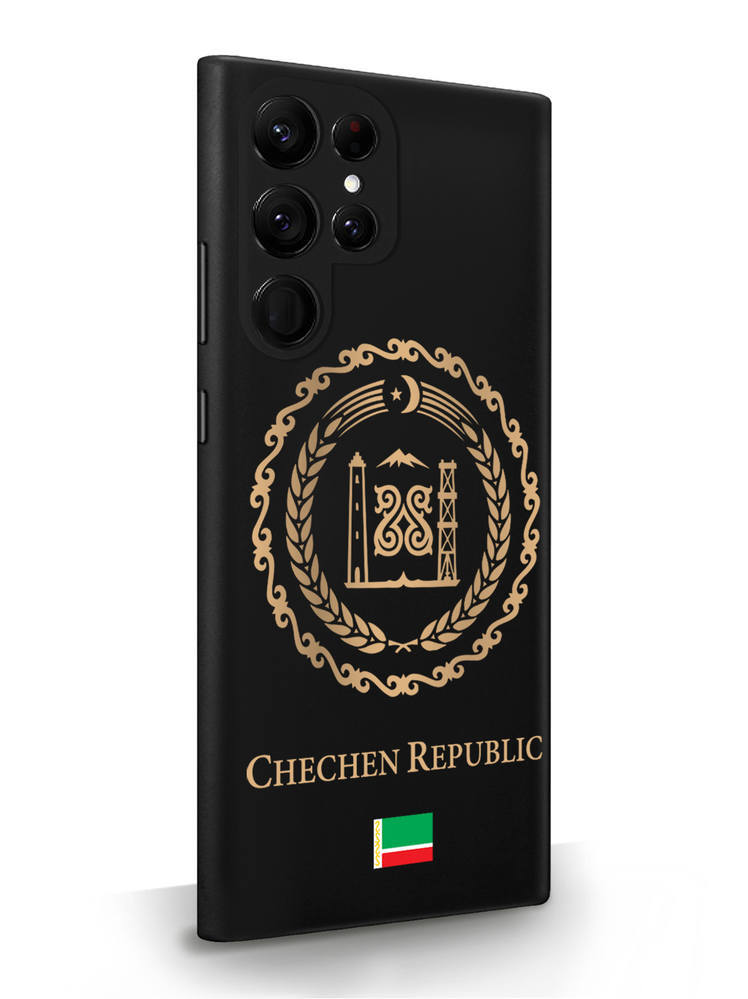 Чехол SignumCase для Samsung Galaxy S22 Ultra Золотой Герб Чечни черный