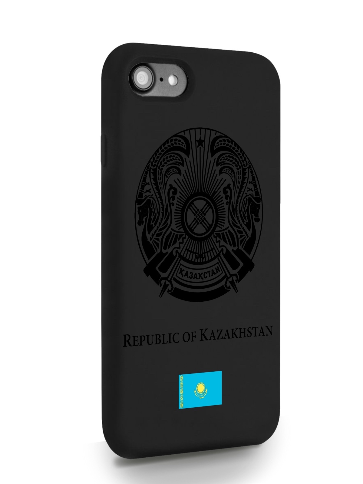 Черный SignumCase для iPhone 7/8/SE2020 Черный лаковый Герб Казахстана черный