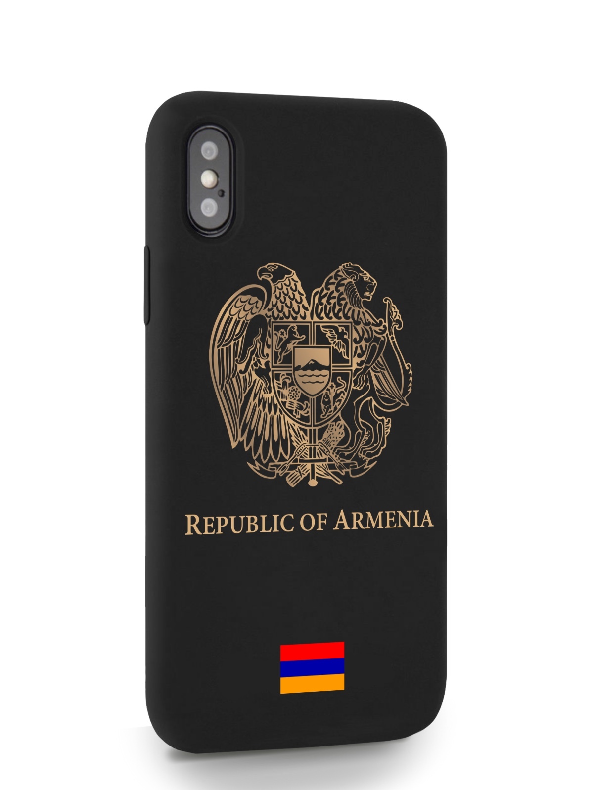 Черный SignumCase для iPhone X/XS Золотой Герб Армении черный