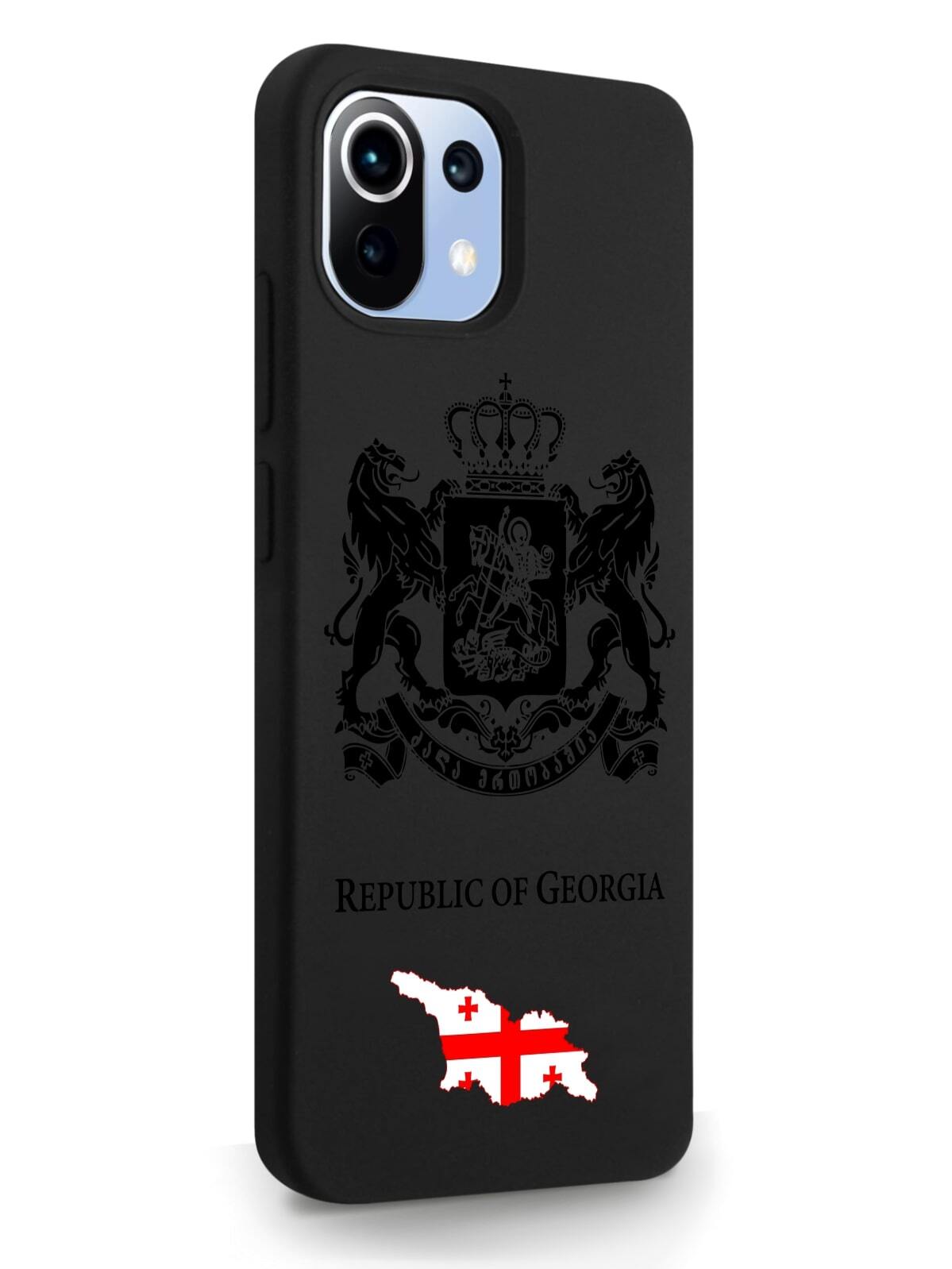 Чехол SignumCase для Xiaomi Mi 11 Lite Черный лаковый Герб Грузии черный