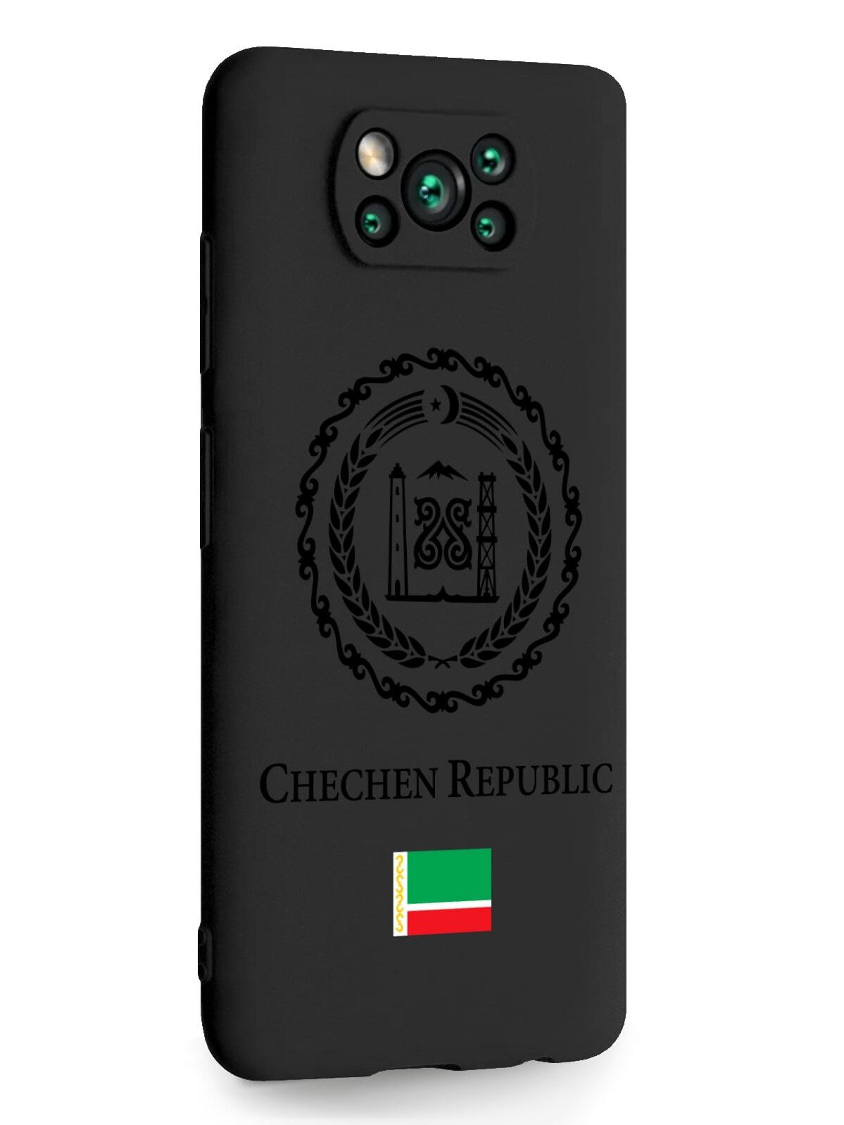 Чехол SignumCase для Xiaomi Poco X3 Черный лаковый Герб Чечни черный