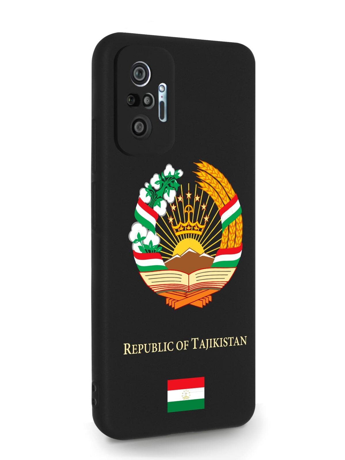 Чехол SignumCase для Xiaomi Redmi Note 10 Pro Герб Таджикистана черный
