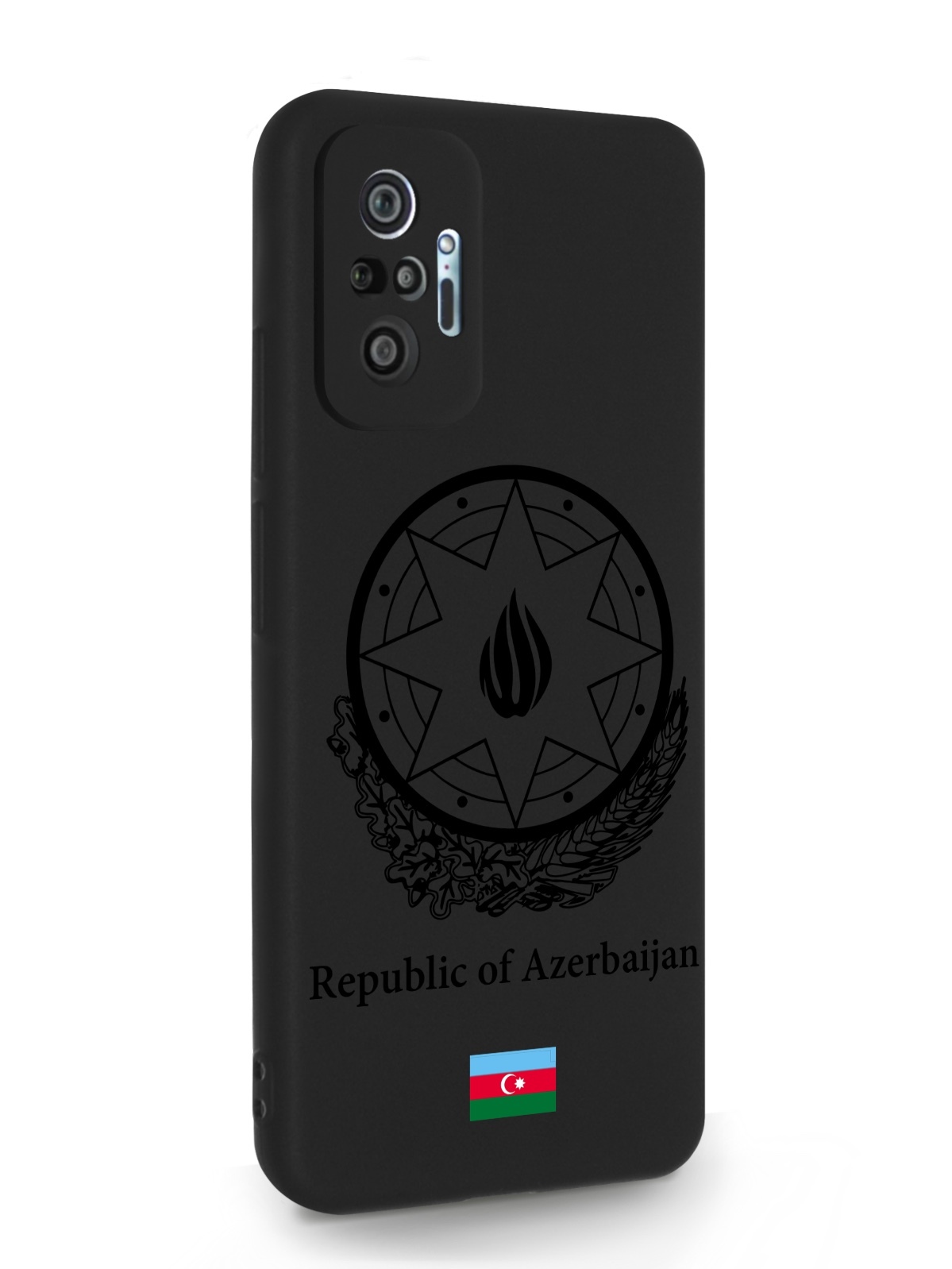 Чехол SignumCase для Xiaomi Redmi Note 10 Pro Черный лаковый Герб Азербайджана черный