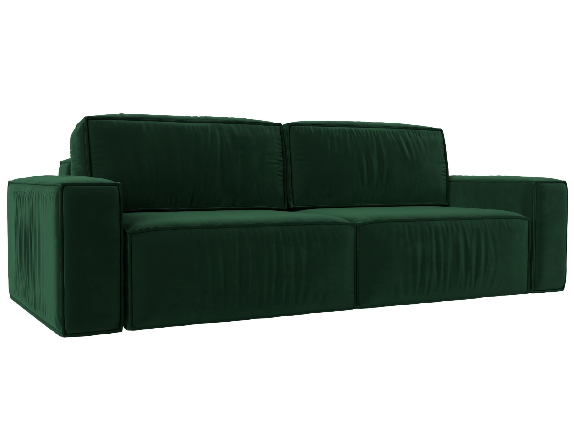 Прямой диван Прага классик велюр зеленый