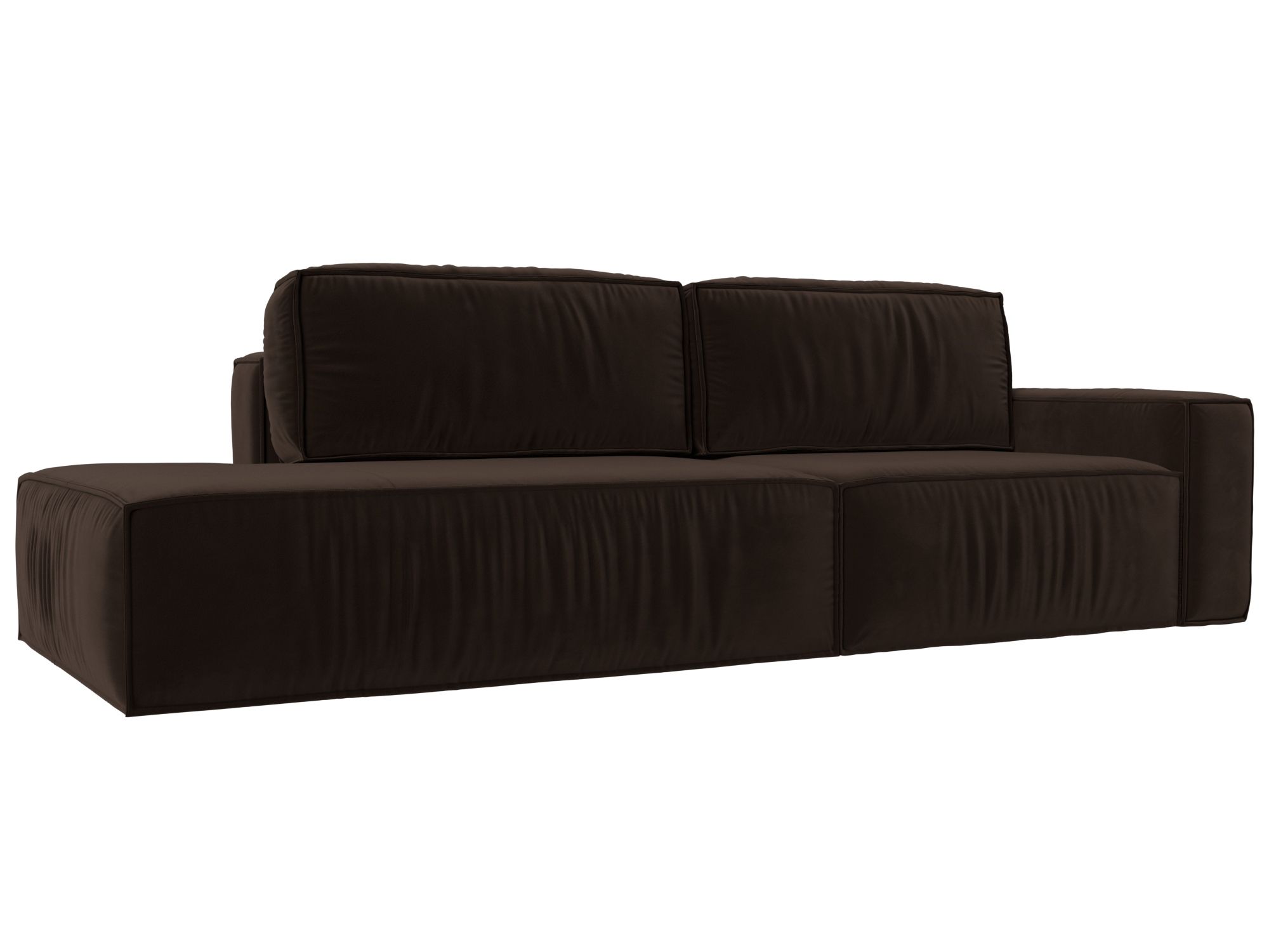 Прямой диван Прага модерн подлокотник справа микровельвет коричневый