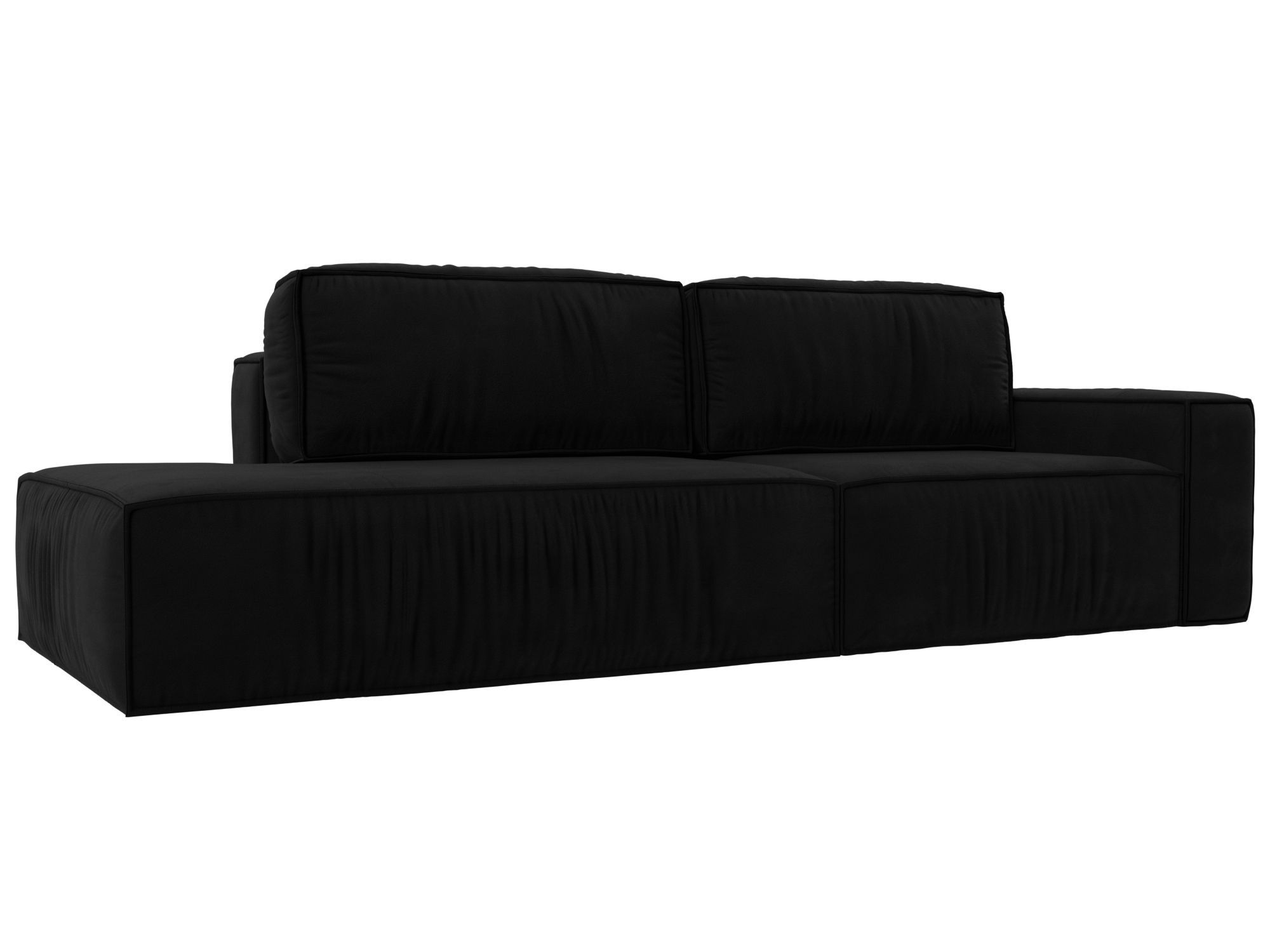 Прямой диван Прага модерн подлокотник справа микровельвет черный