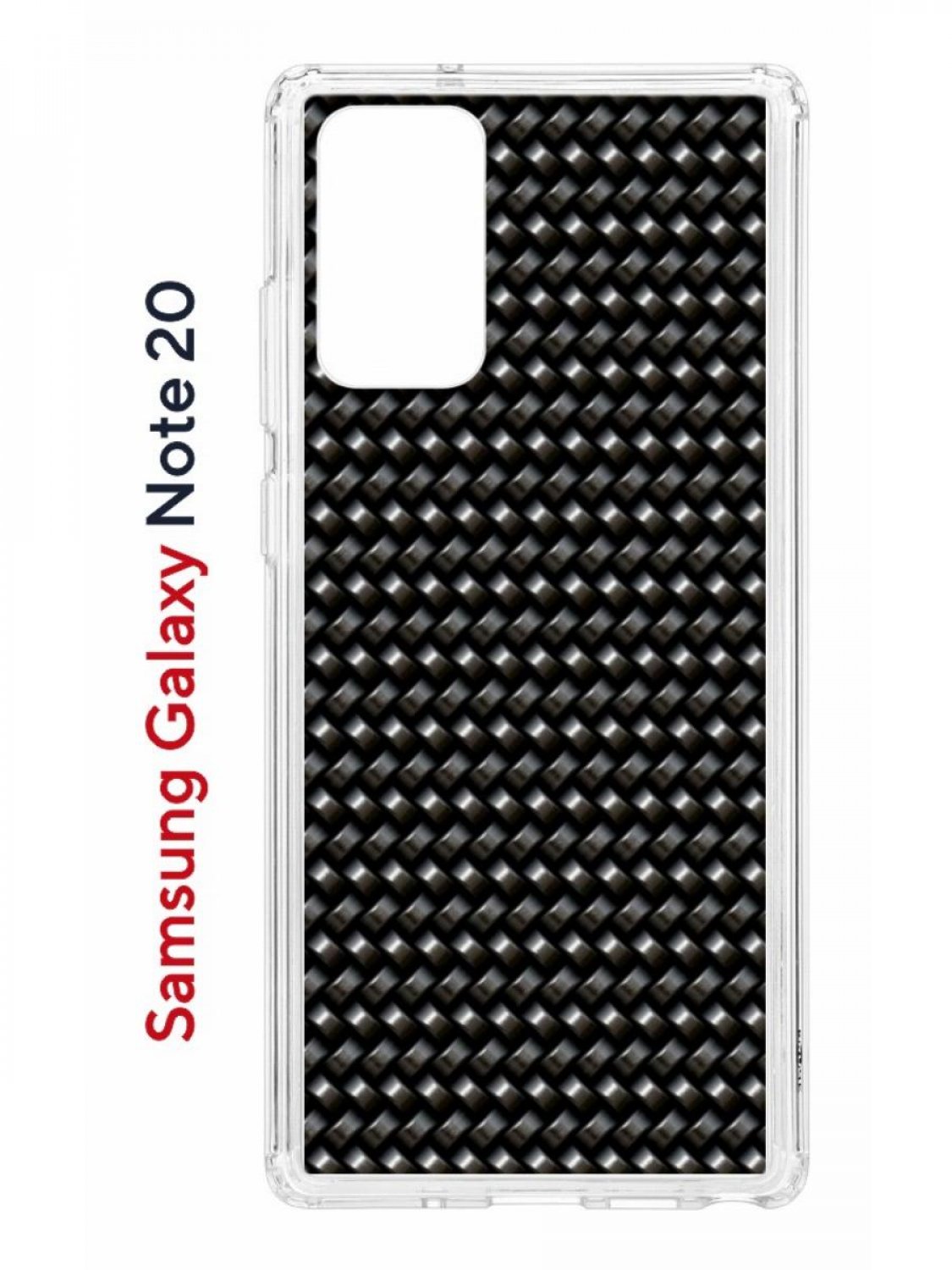 Чехол на Samsung Galaxy Note 20 Kruche Print Карбон,противоударный бампер,с защитой камеры