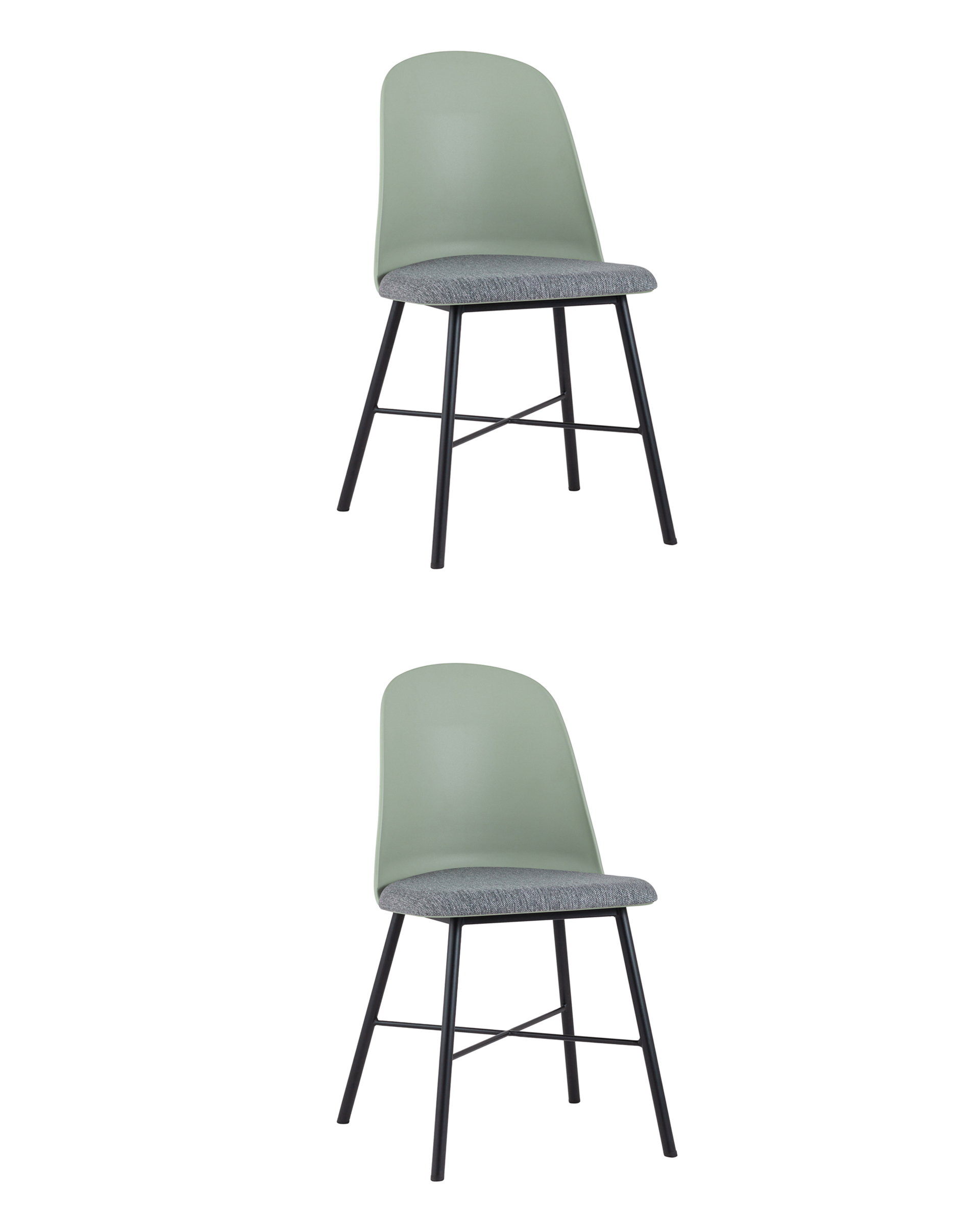 Комплект стульев 2 шт. Stool Group Shell, черный/серо-зеленый
