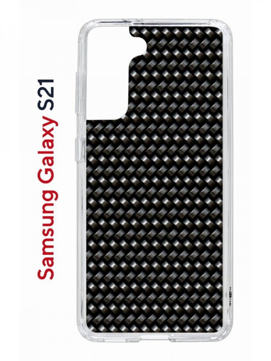 Чехол на Samsung S21 с принтом Kruche Print Карбон,противоударный бампер,с защитой камеры