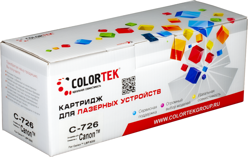 Картридж для лазерного принтера Colortek CT-726 Black, совместимый